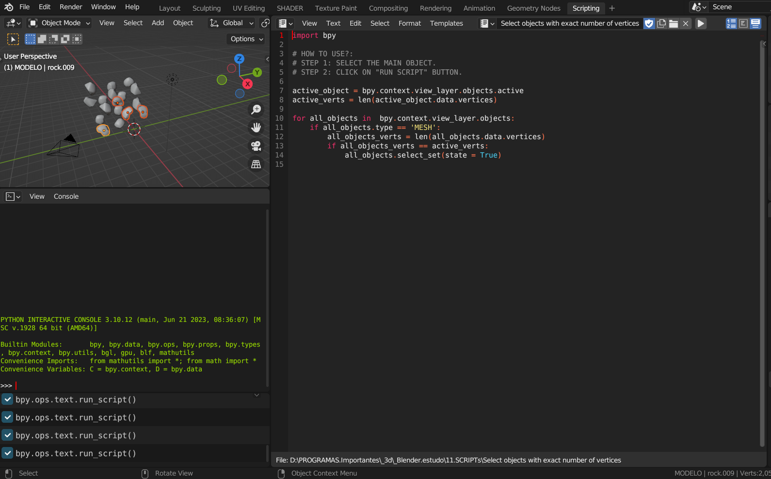 Blend Swap | Blender Script - Select objects with the same number of ...